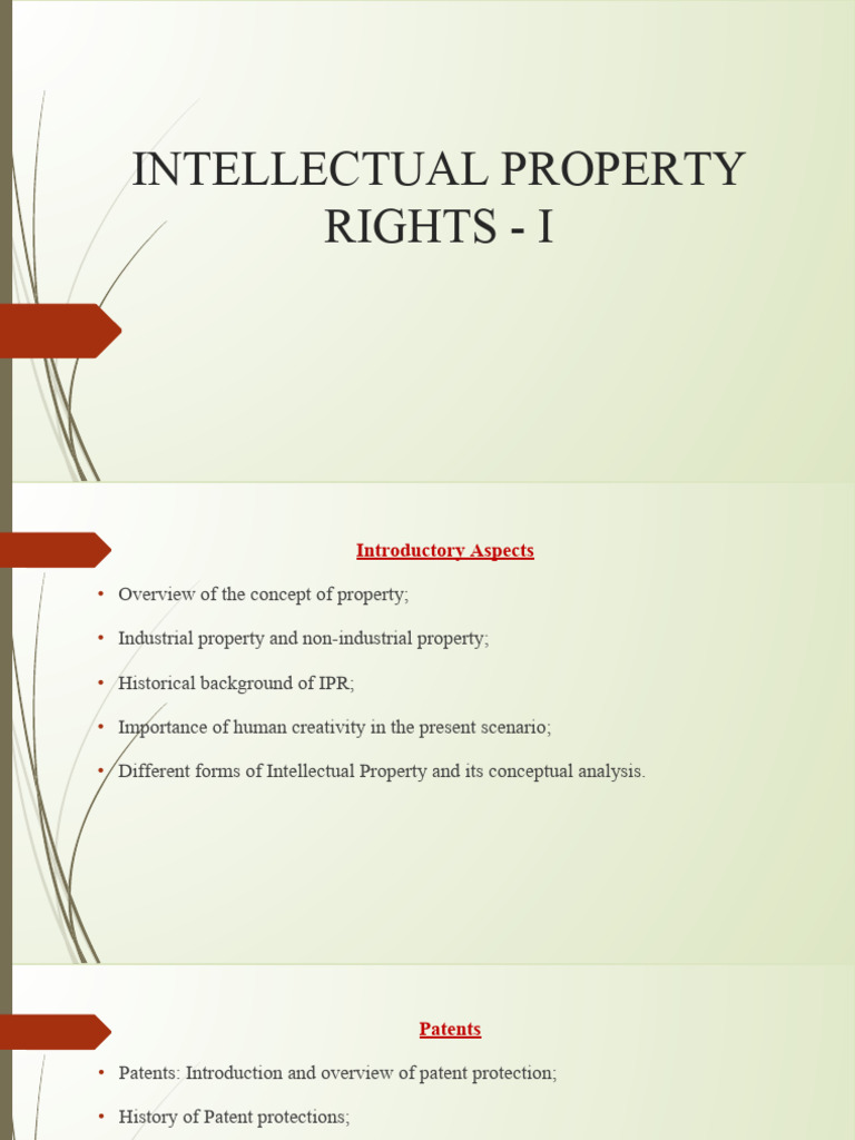 Overview of Intellectual Property Rights | PDF | Glossary Of Patent Law ...