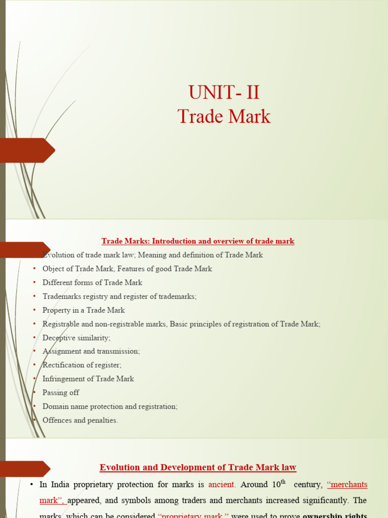 UNIT 2 PPT | PDF | Trademark | Trademark Infringement