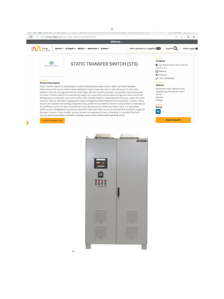 To Calculate The Switching Time For A Static Transfer Switch | PDF