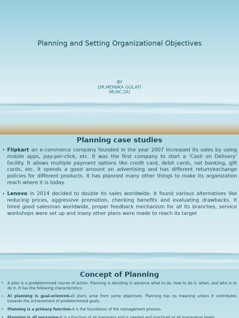 E-Planning and Setting Organizational Objectives | PDF | Policy ...