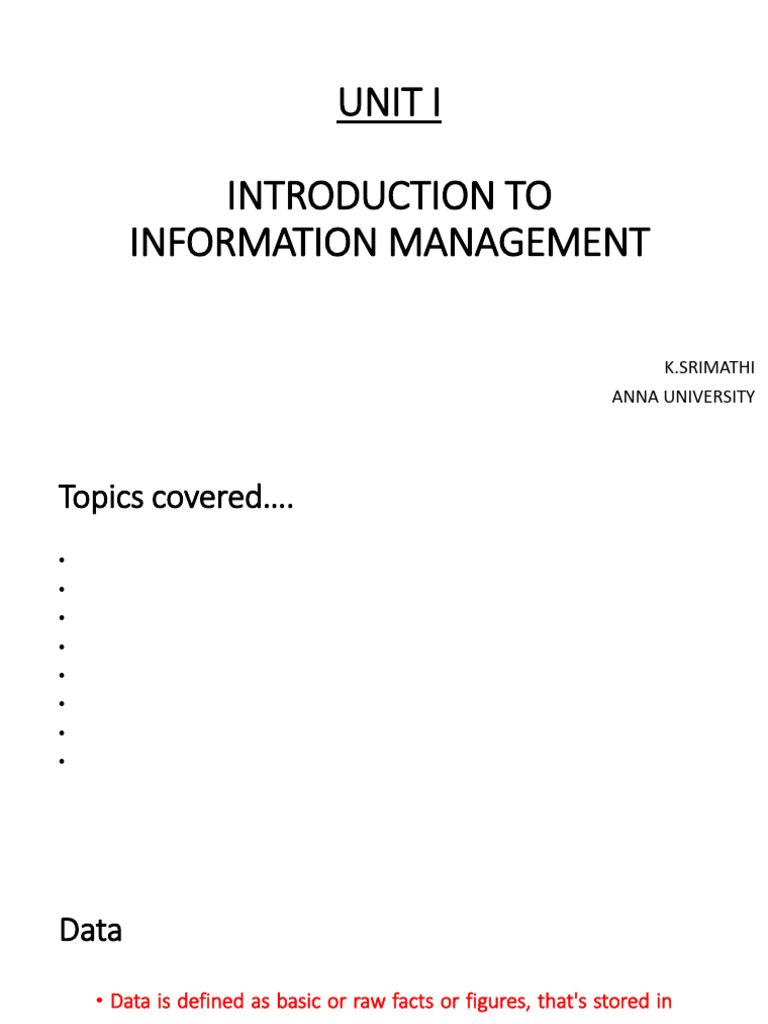 Introduction to Information Management | PDF | System | Information