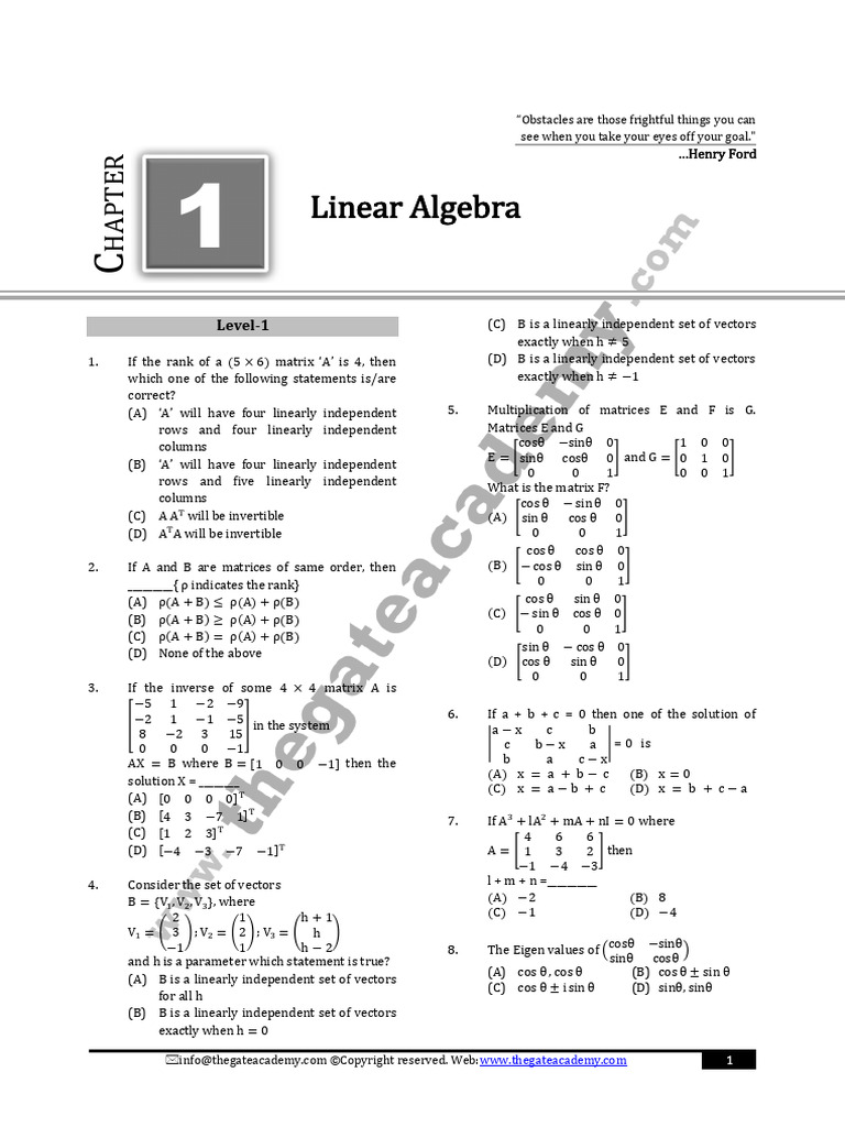 Linear algebra | PDF | Eigenvalues And Eigenvectors | Matrix (Mathematics)