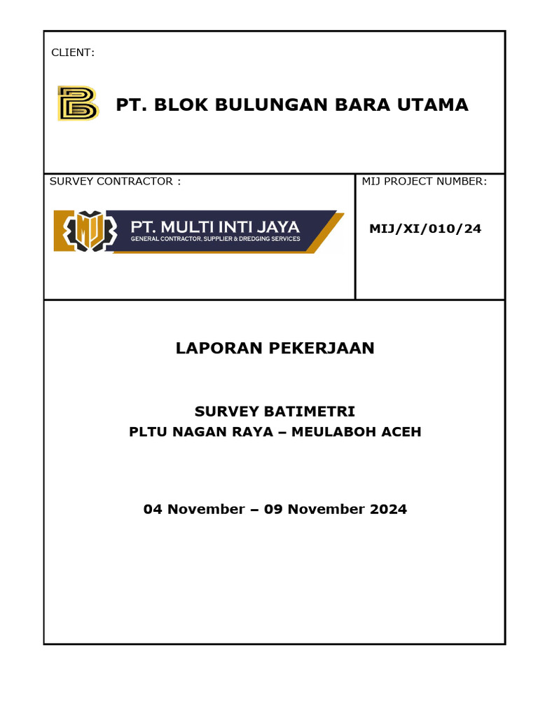 Survey Batimetri PLTU Nagan Raya | PDF