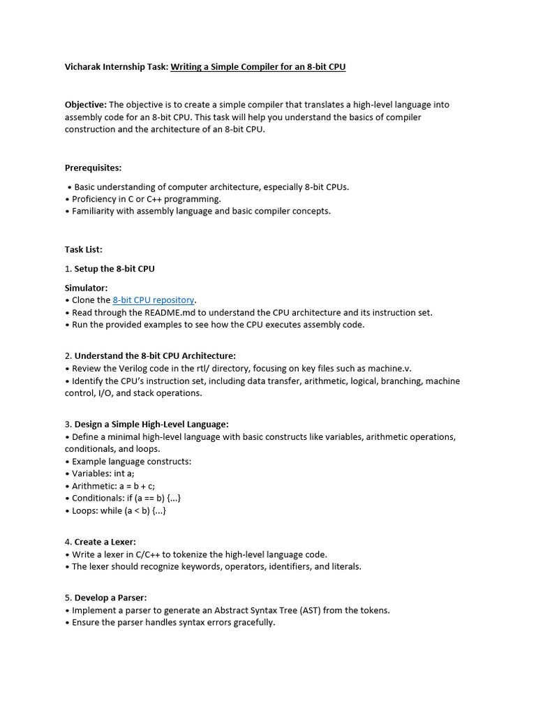 Vicharak Internship Task | PDF | Central Processing Unit | Assembly ...
