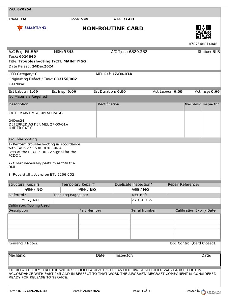 Aircraft Maintenance Log | PDF