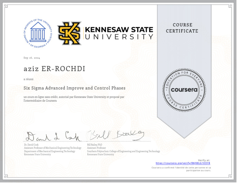 Coursera Six Sigma Advanced Improve and Control Phases | PDF