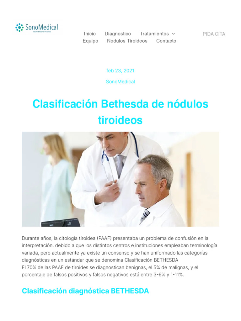 Clasificación Bethesda de Nódulos Tiroideos | PDF | Cáncer | Biopsia