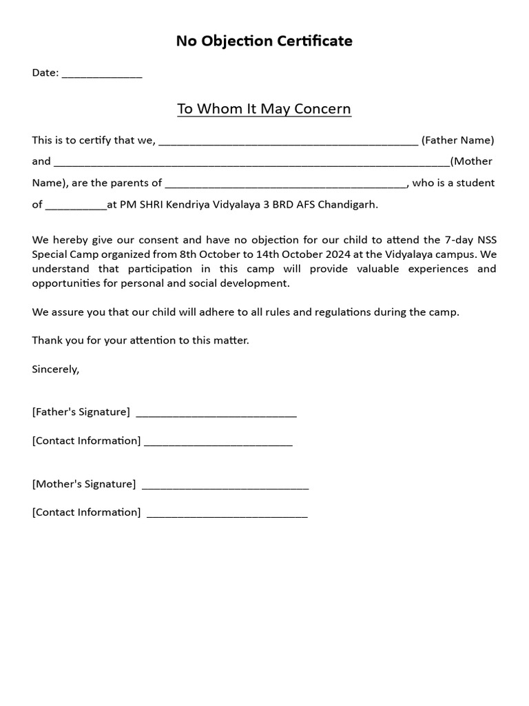 No Objection Certificate | PDF