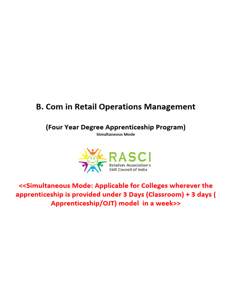 RASCI - B.Com Retail Operations (4-Yr) (Simultaneous Mode) | PDF ...