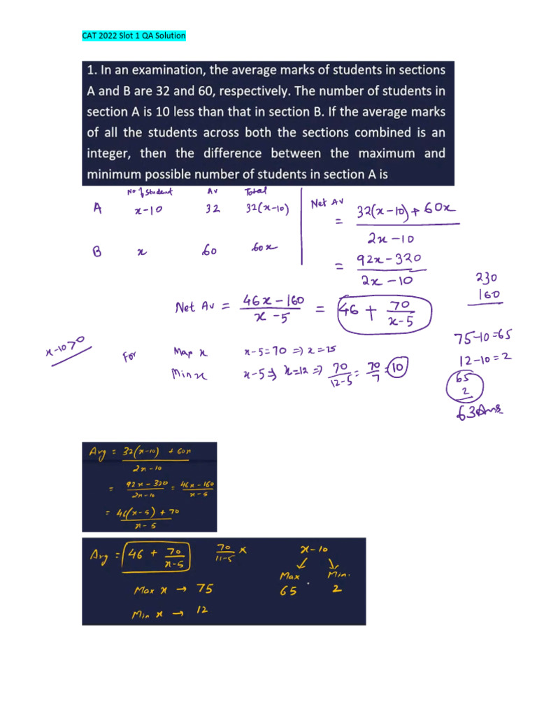 CAT 2022 Slot 3 QA Solution | PDF