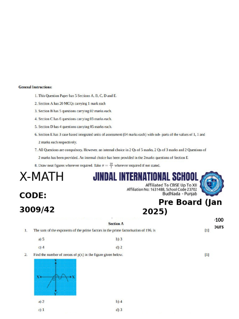 10th Pre Board 1 | PDF