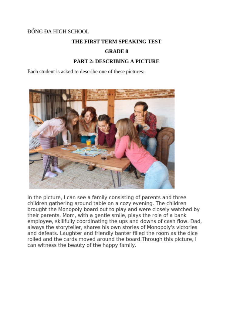 Picture Descriptions for Speaking Tests | PDF