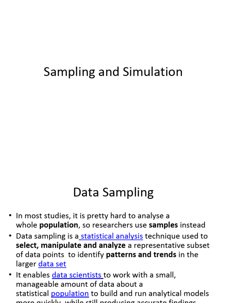 3sampling and Simulation | PDF | Sampling (Statistics) | Stratified Sampling