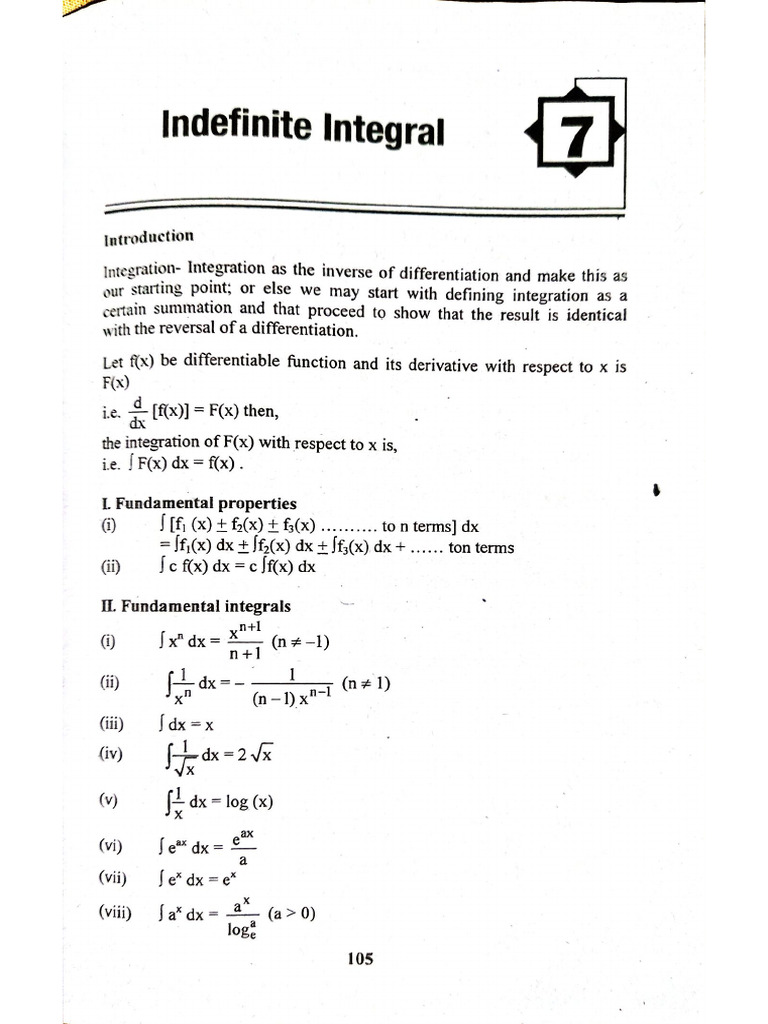 Infinite Integral | PDF