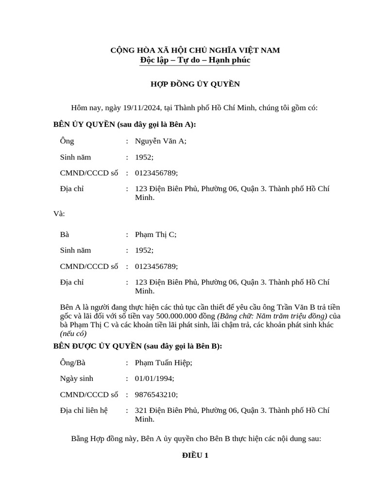 Van Ban Uy Quyen Tham Gia To Tung PTH | PDF