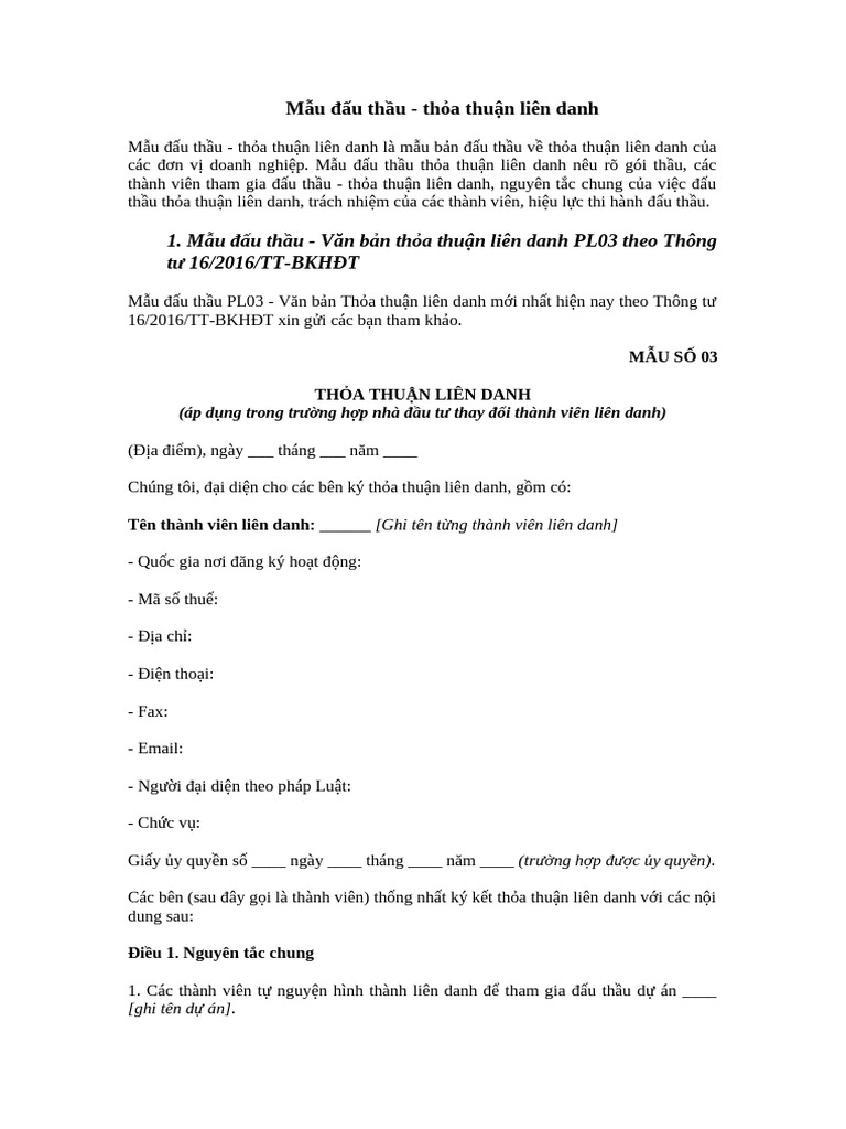 Mau Dau Thau Thoa Thuan Lien Danhd | PDF