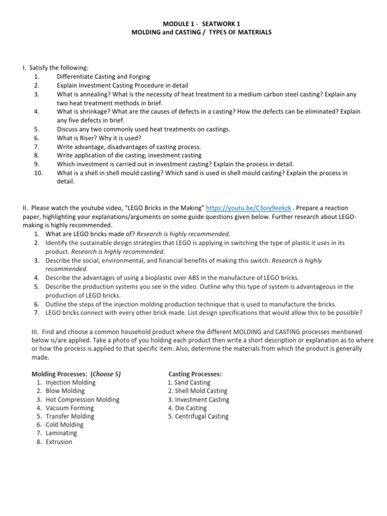 MODULE1-ACTIVITY1 | PDF | Casting | Building Engineering