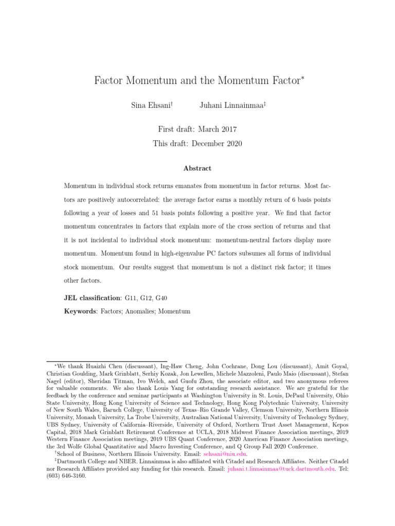 Factor Momentum and the Momentum Factor | PDF | Regression Analysis ...