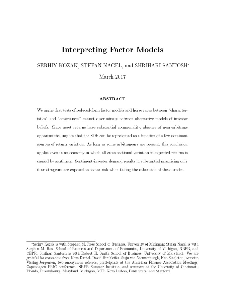 Interpreting Factor Models | PDF | Financial Economics | Financial Markets