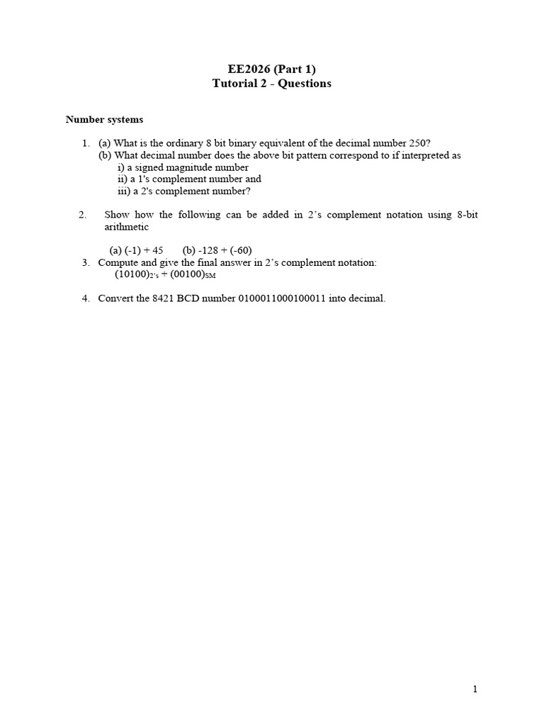 EE2026 - Tutorial-2 (wk3) | PDF