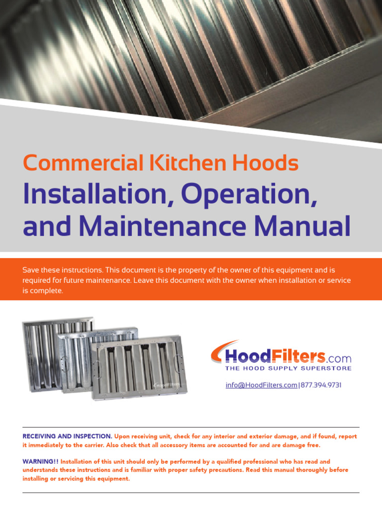 Hood Filters Commercial Kitchen Hoods Installation, Operation, and ...