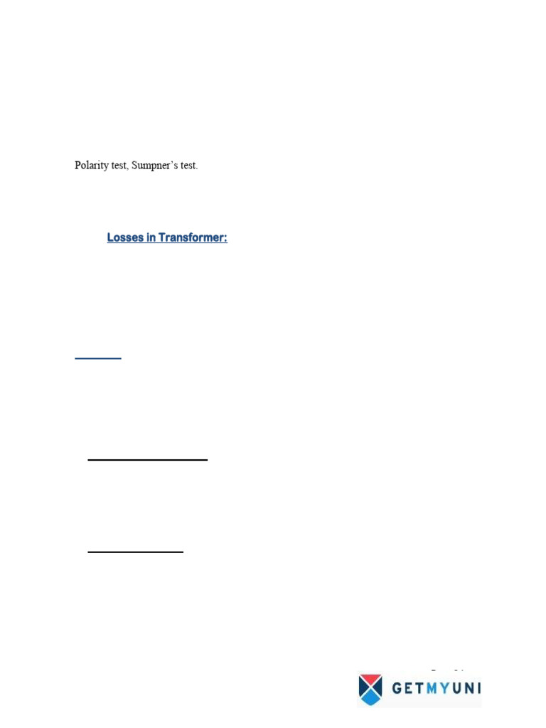 Electrical Engineering Engineering Transformers And Induction Machines Single Phase Transformers