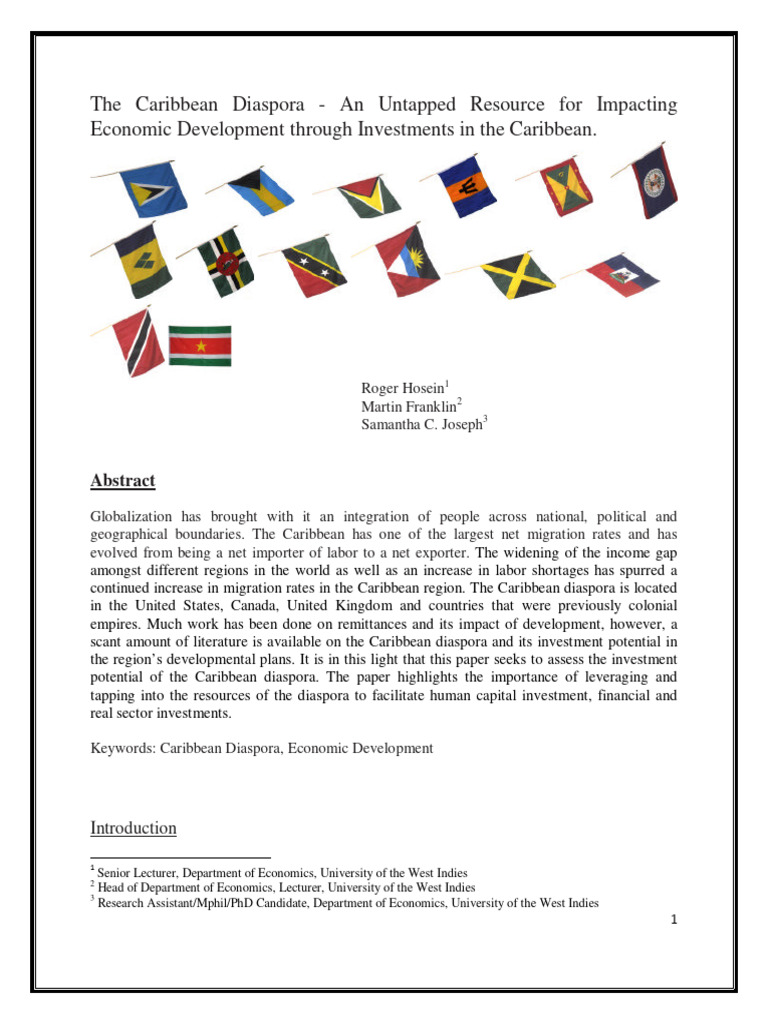 The Caribbean Diaspora - An Untapped Resource For Impacting Economic ...