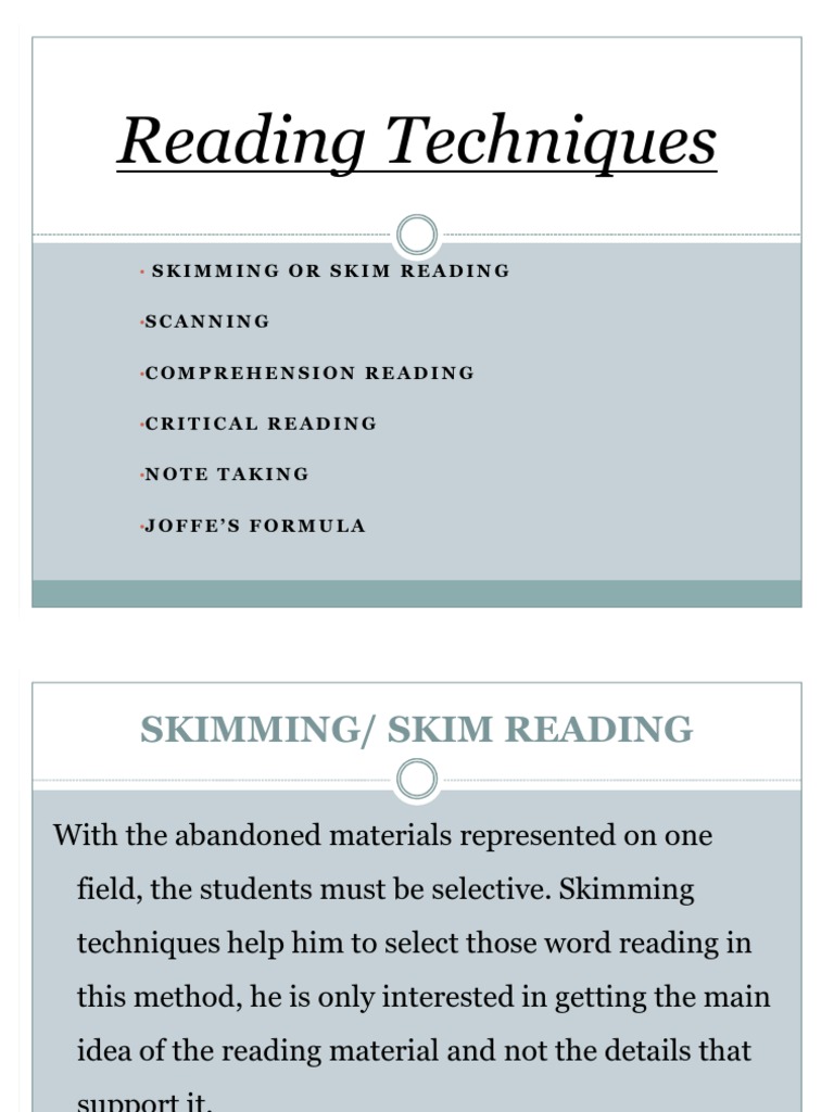 Reading Techniques | PDF