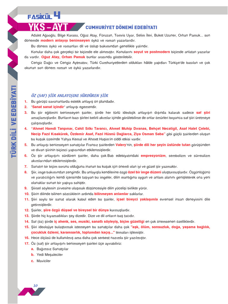 AYT - Türk Dili Ve Edebiyatı 4. Fasikül_Ornek | PDF