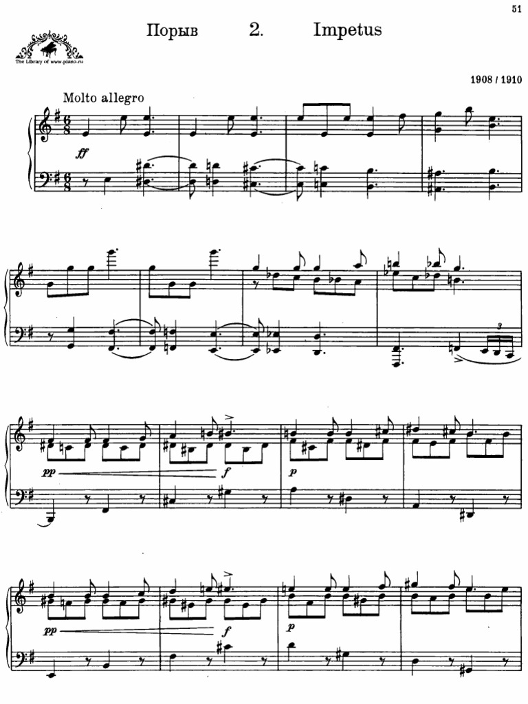 Prokofiew - Four Pieces op.4 no 2 Impetus | PDF