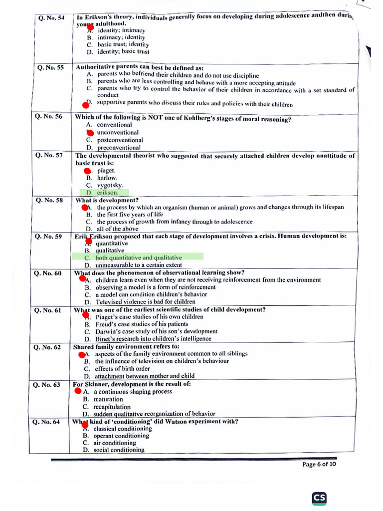 Psychology MCQs | PDF