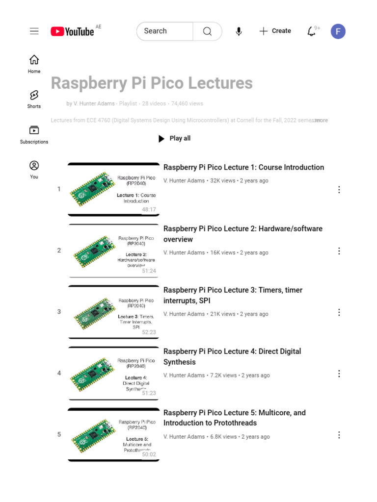 Raspberry Pi Pico Lectures - YouTube | PDF | Computer Engineering ...