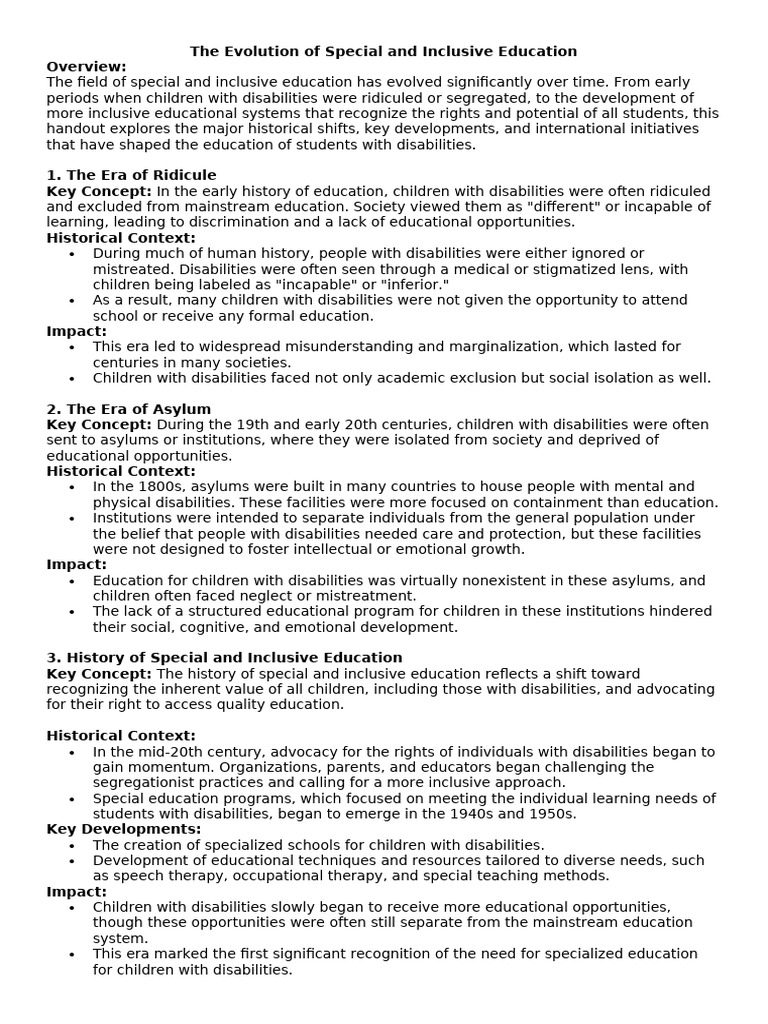 The Evolution of Special and Inclusive Education | PDF | Special ...