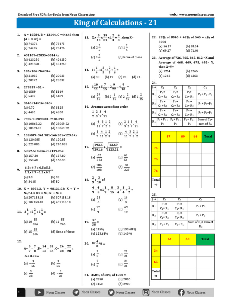 Free Math Practice Questions PDF | PDF