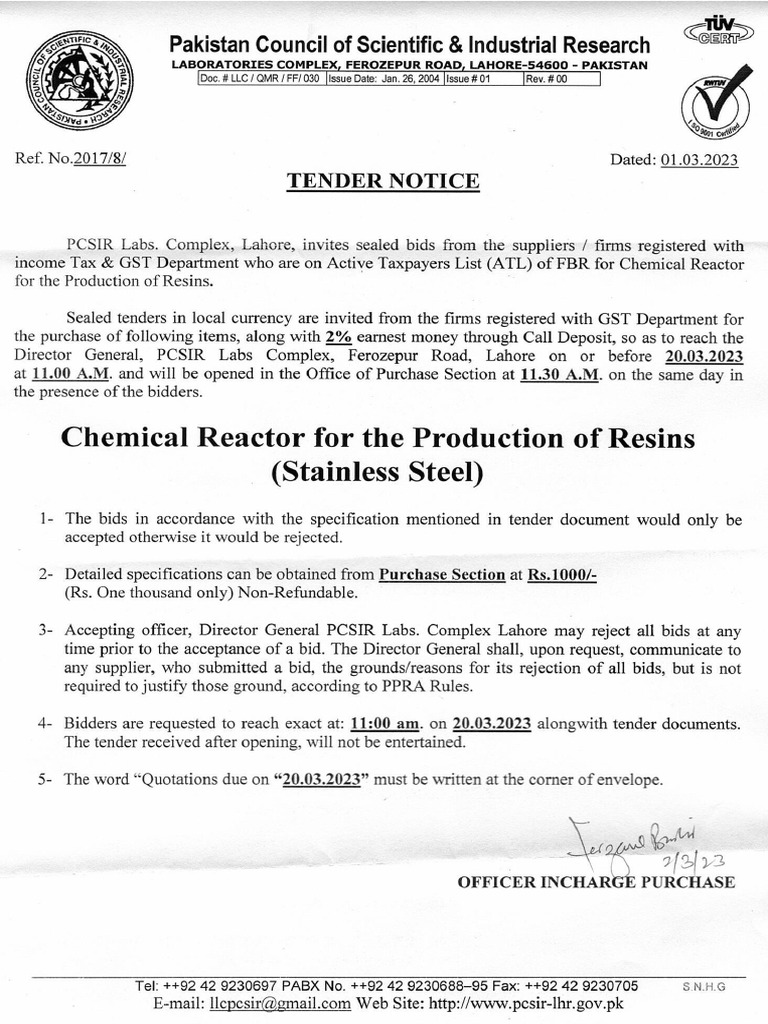 PCSIR Tender2 | PDF