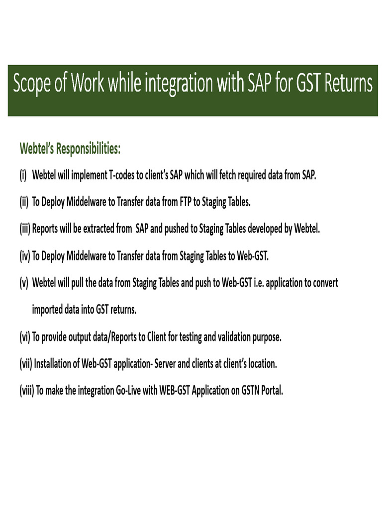 SOW SAP GST - Tcodes | PDF