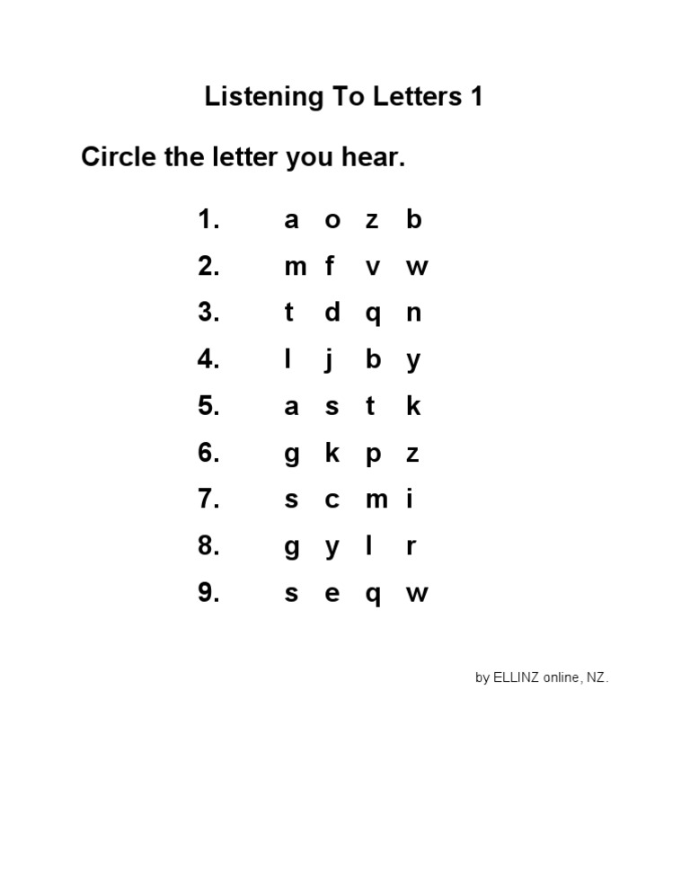 Listening to Letters Activity | PDF | Language Arts & Discipline ...