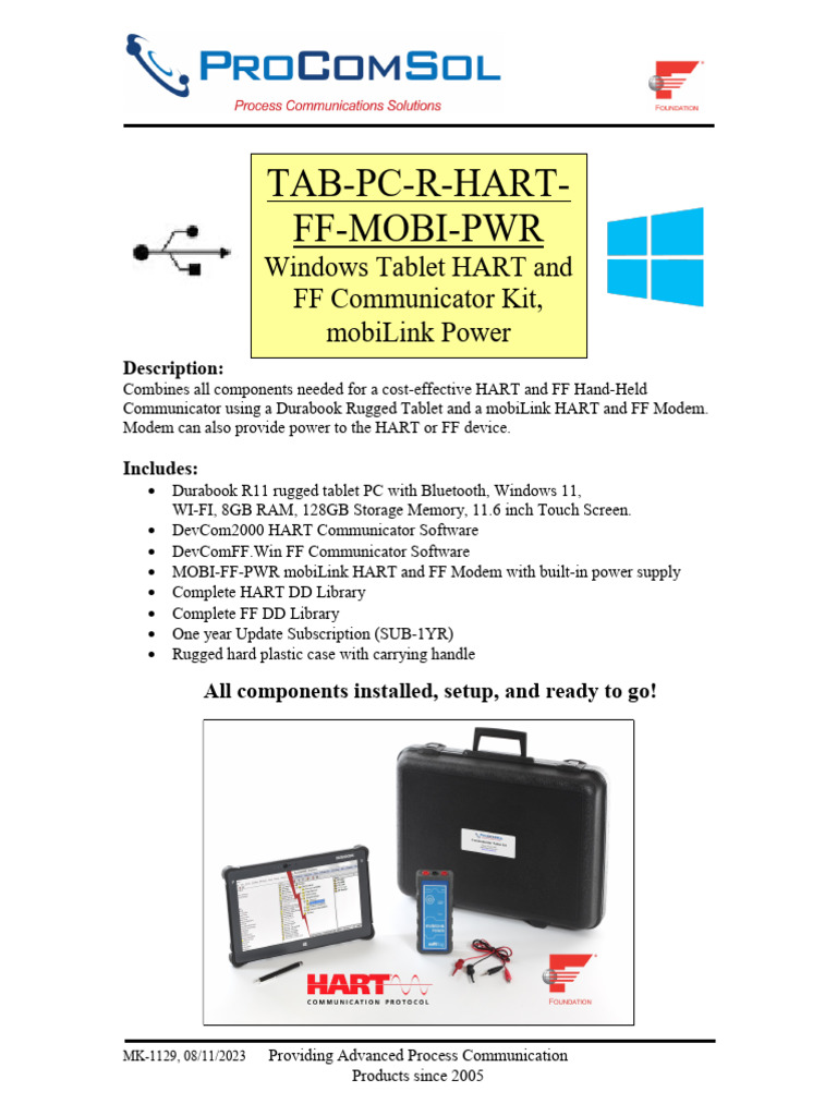 Procomsol Tab PC R Hart FF Mobi PWR Data Sheet | PDF | Tablet Computer | Usb