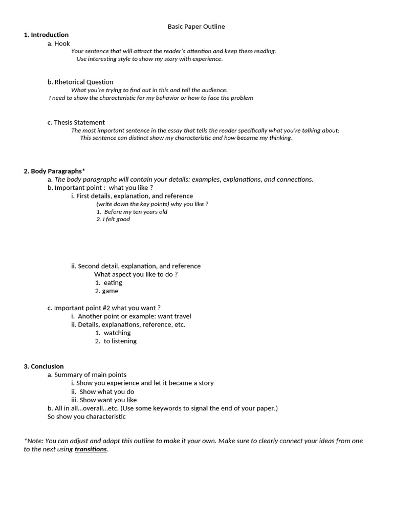 Basic Paper Outline-Week7 | PDF