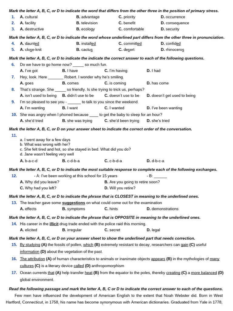 Test dau vao 2 | PDF