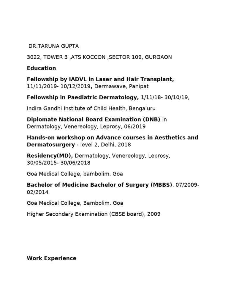 DR Taruna Gupta - MD - DNB - Dermatology | PDF | Dermatology | Medical ...