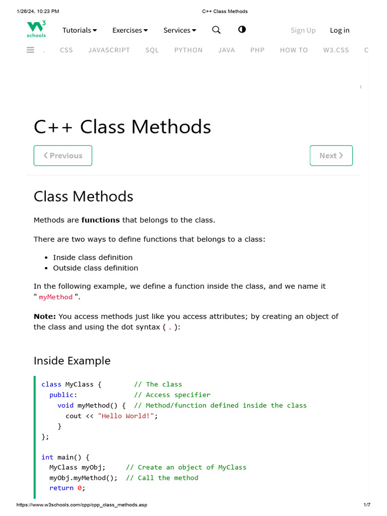 C++ Class Methods | PDF | C++ | Namespace C++ Class Methods | PDF | C++ | Namespace
