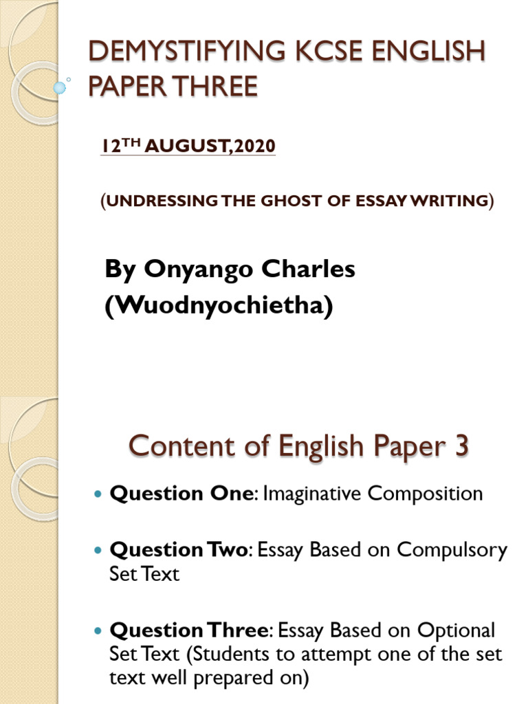 Mastering KCSE English Paper 3 | PDF | Essays | Narrative