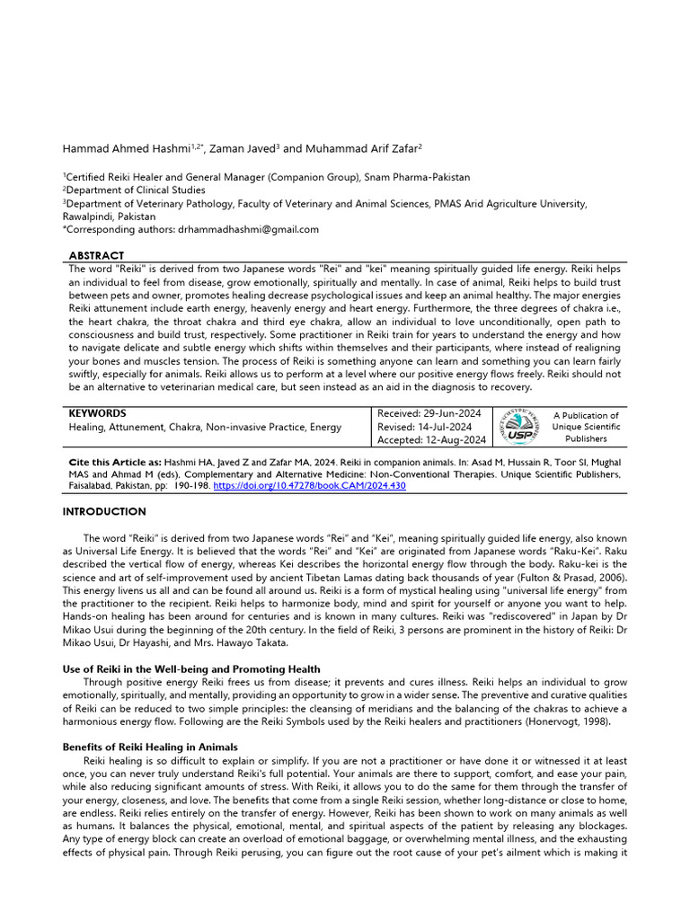 Reiki in Animals by Dr. Hammad | PDF | Reiki | Chakra