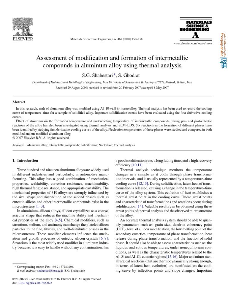 Assessment of Modification and Formation of Intermetallic Compounds in ...