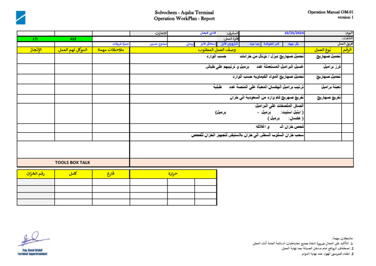 20241026 Operation Work Plan | PDF