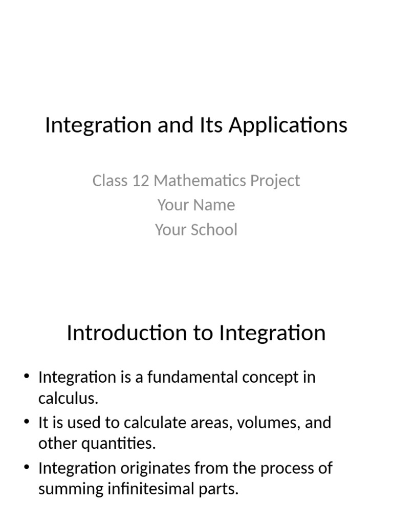 Integration: Concepts and Applications | PDF | Integral | Calculus