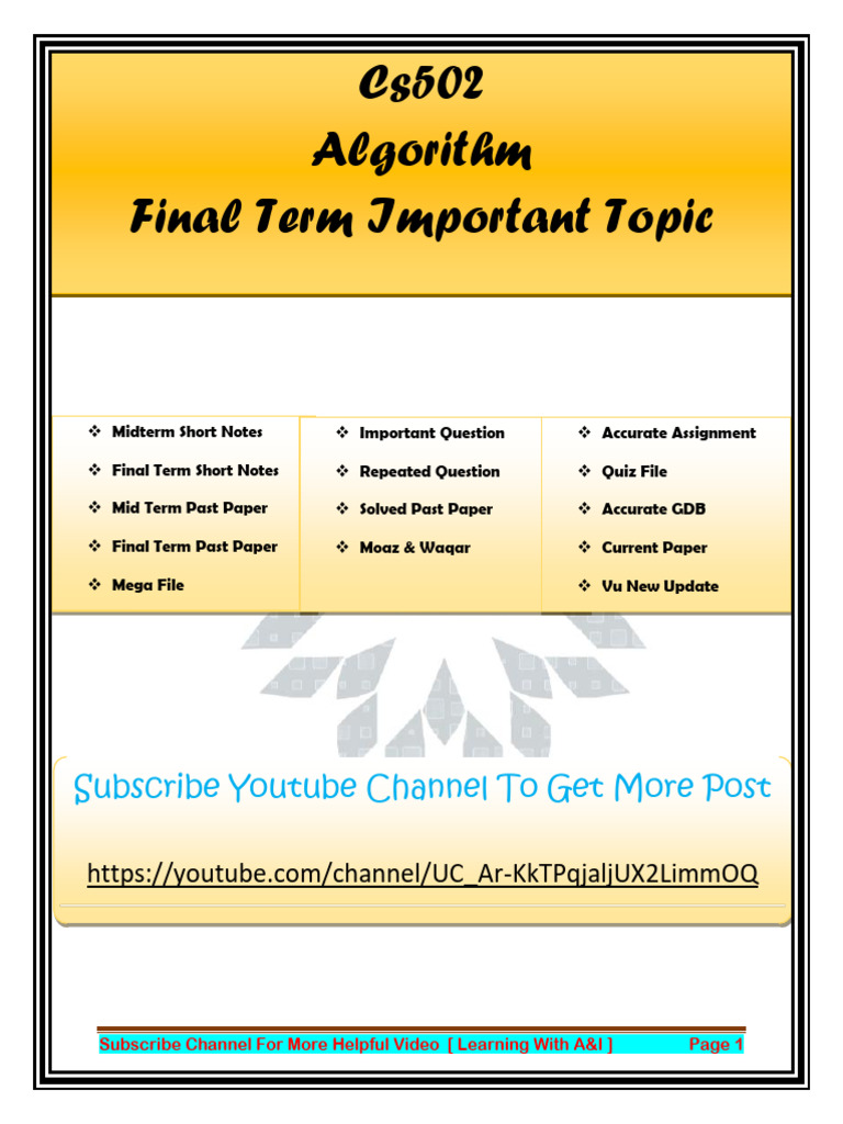 Cs502 Final Term Important Topic A&i - 1 | PDF