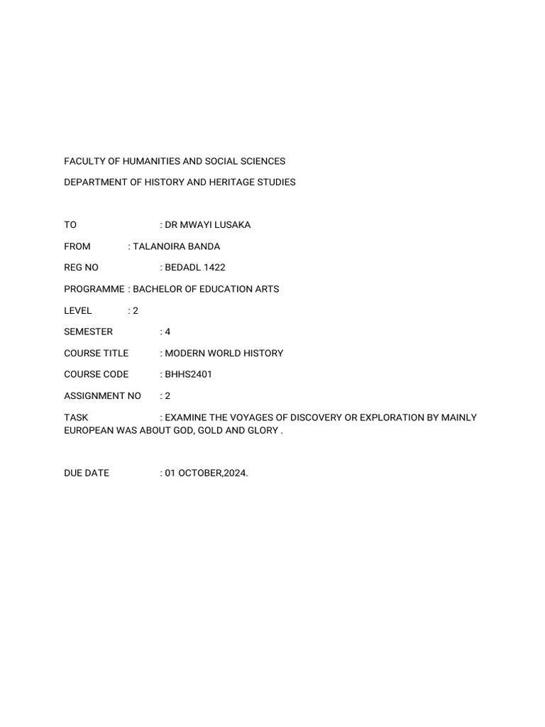 BHHS Assignment | PDF | Age Of Discovery | Trade