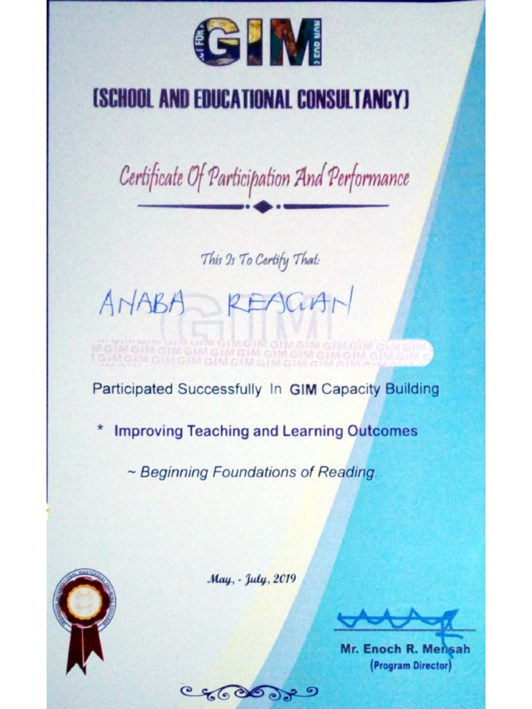 Capacity Building Certificate | PDF